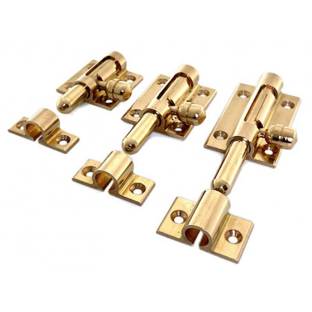 Targette pêne rond laiton , gâche ronde fournie - LQF